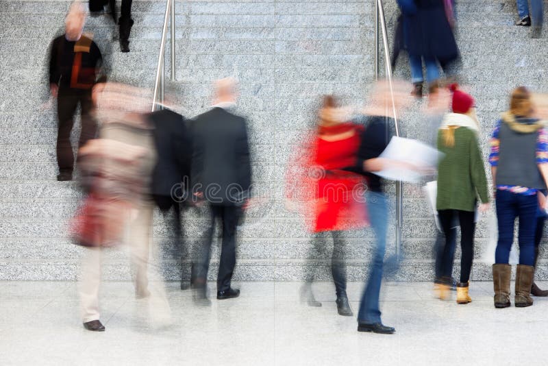 Large Group of Businesspeople on the Stairs, Motion Blur Stock Image ...