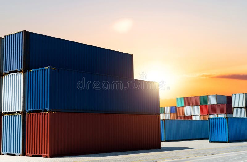 Group of Cargo Containers at the Docks Stock Photo - Image of docks ...