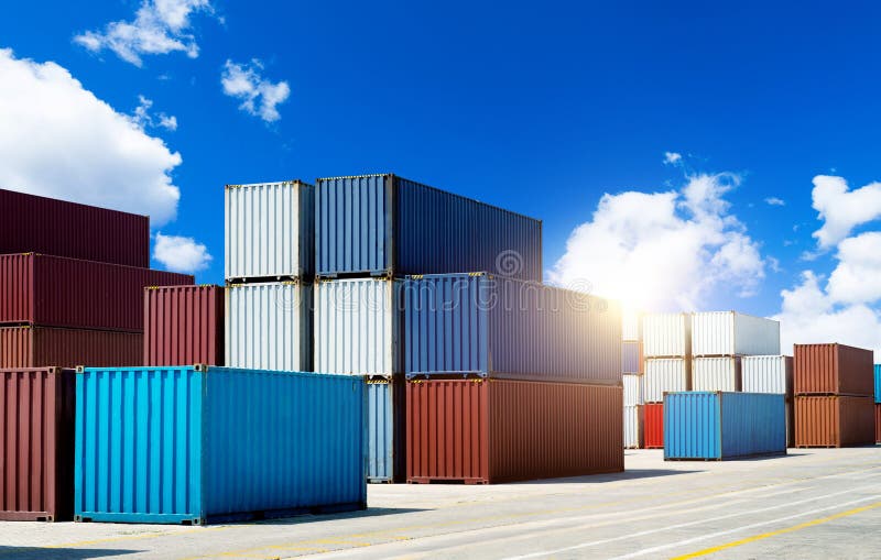Large Group of Cargo Containers at Docks Stock Photo - Image of lots ...