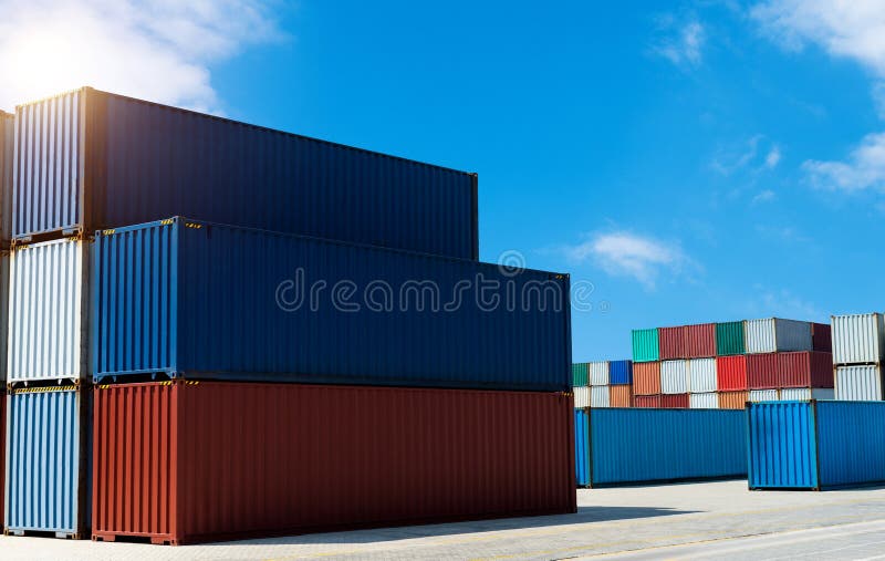 Large Group of Cargo Containers Stock Image - Image of harbour, cargo ...