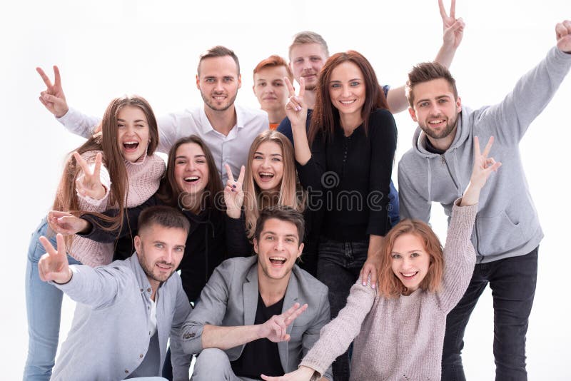 Large Group of Cheerful Friends Looking at the Camera Stock Image ...