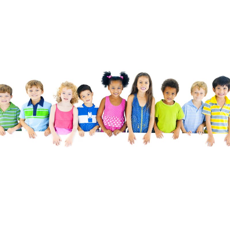 Large Group of Children Holding Board Stock Image - Image of community ...