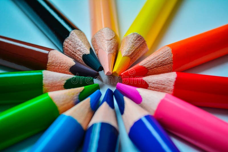 Large Group of Colored Pencils Stock Photo - Image of group, rainbow ...