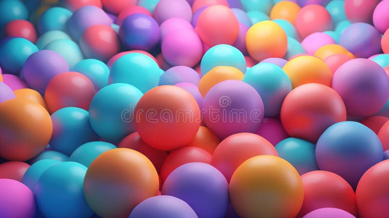 A Large Group of Colorful Balls in a Pool of Water Stock Illustration ...