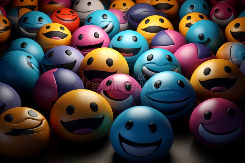 A Group of Colorful Balls with Smiling Faces Stock Illustration ...