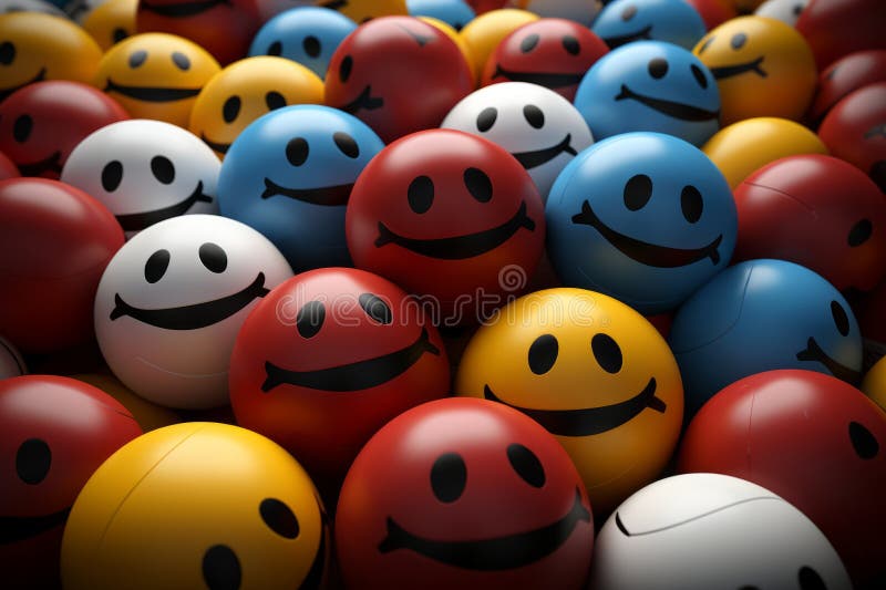 A Large Group of Colorful Smiley Faces Stock Illustration ...
