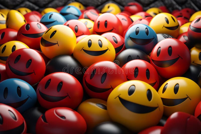 A Large Group of Colorful Smiley Faces Stock Illustration ...