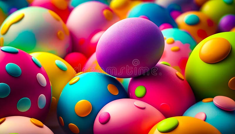 Large Group of Colorfully Painted Eggs. Generative AI Stock ...