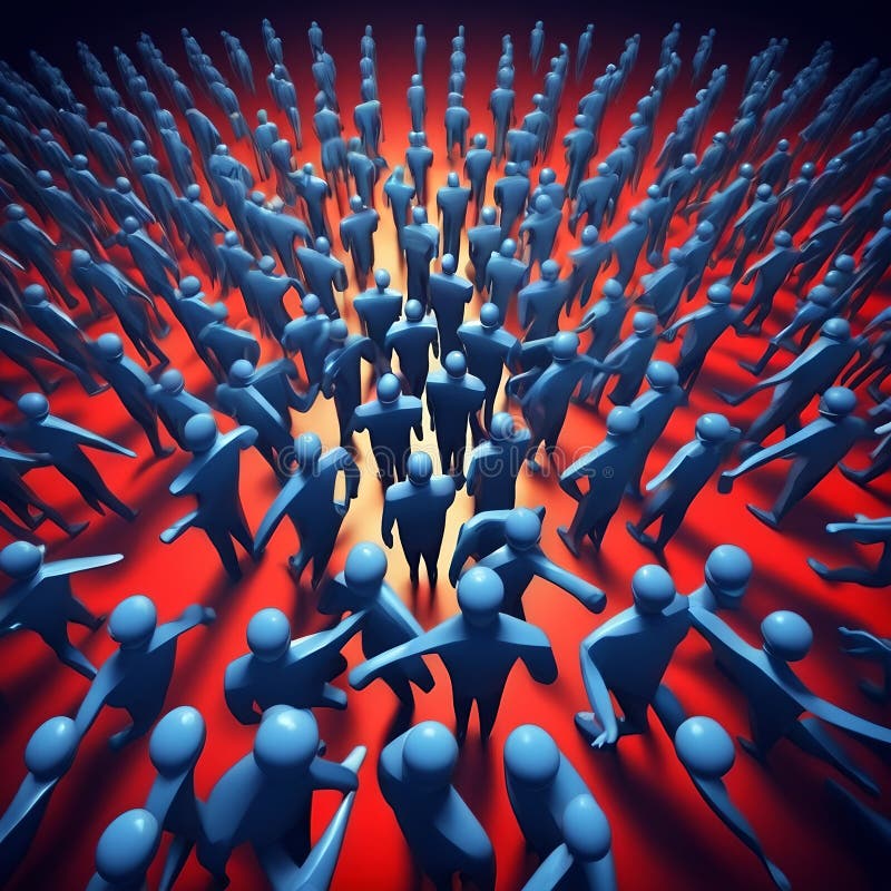 Large Group of 3d People in Crowd Stock Illustration - Illustration of ...