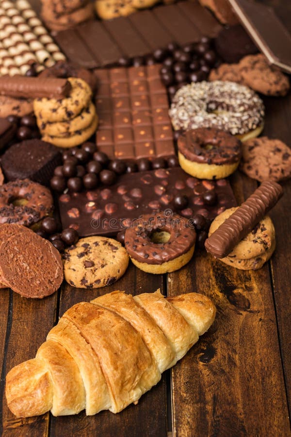 Large Group of Delicious Pastries and Chocolates Stock Image - Image of ...
