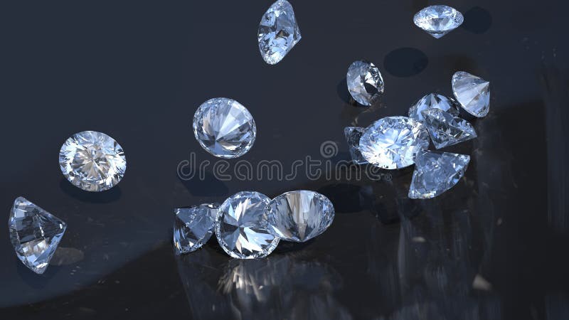 Large Group of Diamonds Rolling Over Stock Illustration - Illustration ...