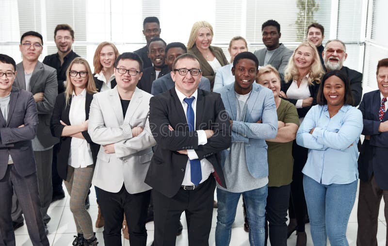 Diverse Employees Standing in the Office and Looking Somewhere Up ...