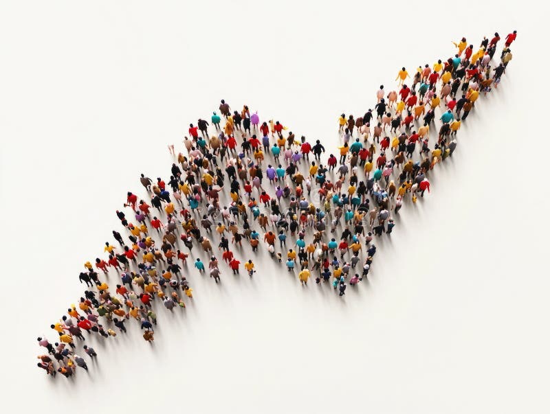 AI-Generated Crowd Forming an Arrow Stock Illustration - Illustration ...