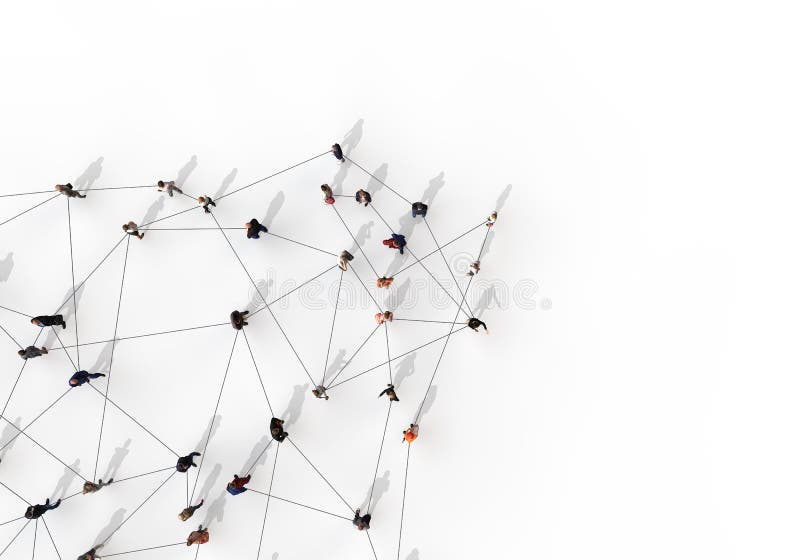 Large Group of Diverse People Connected by Lines. 3D Rendering Stock ...