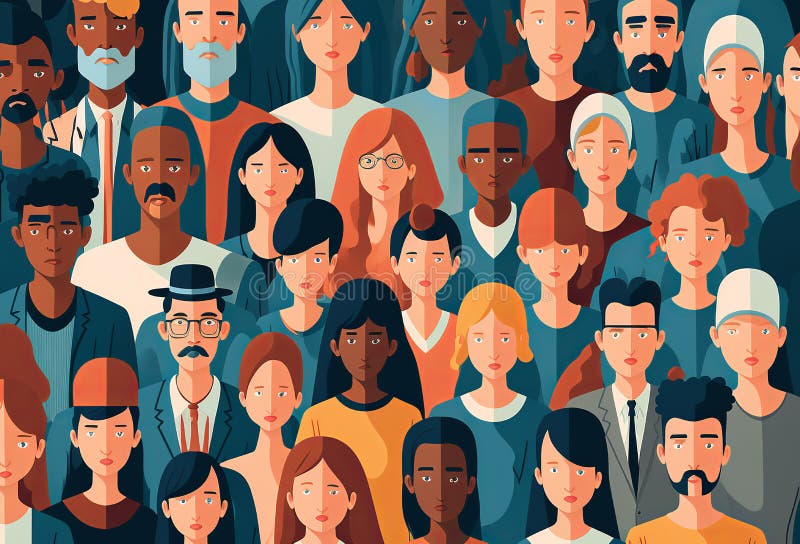 A Large Group of Diverse People. Multi Ethnic Group Stock Illustration ...