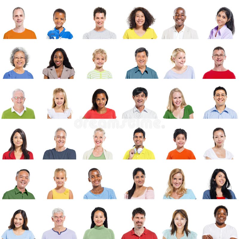 Large Group of Diverse People on White Background Stock Image - Image ...