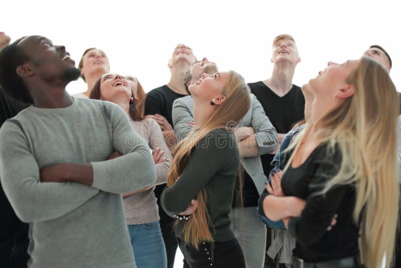 Large Group of Diverse Young People Looking Somewhere Up Stock Image ...