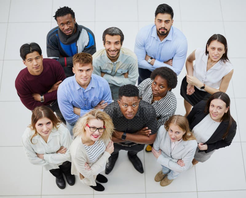 Large Group of Diverse Young People Looking Up Hopefully Stock Image ...