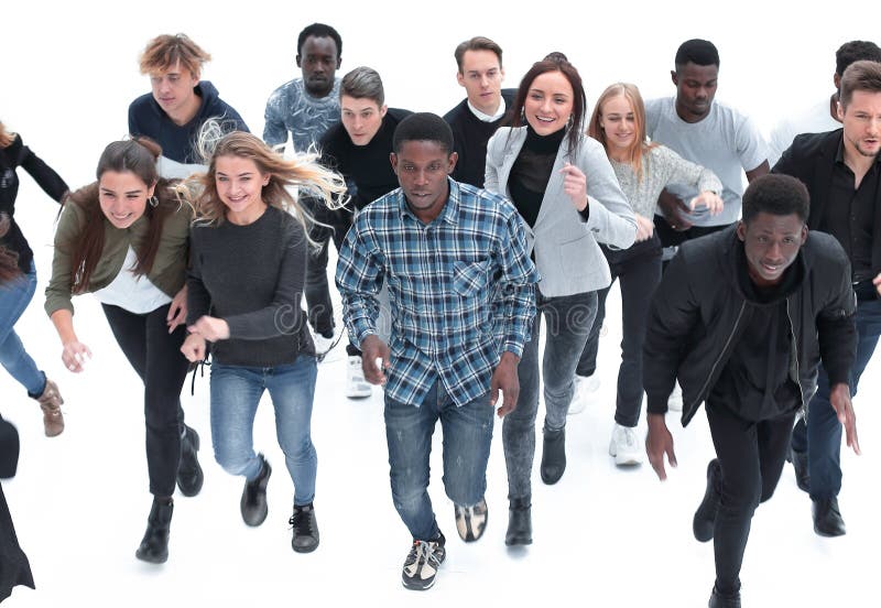 Large Group of Diverse Young People Starting Forward Stock Image ...