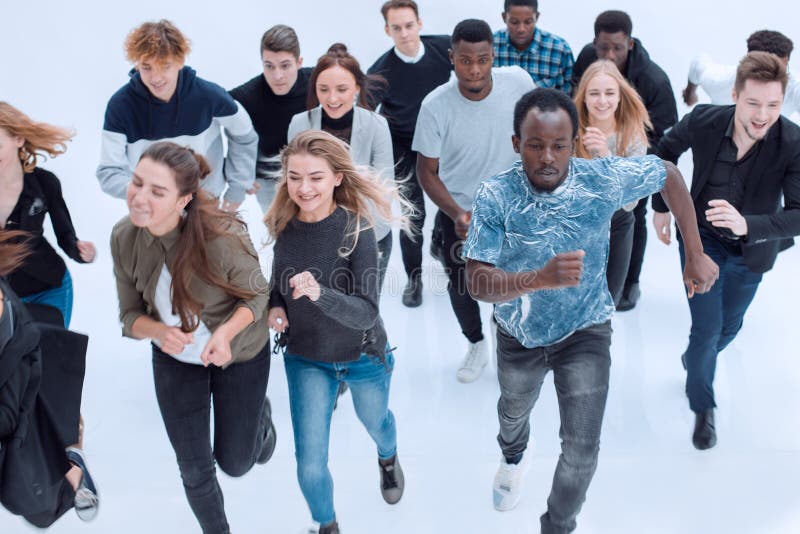 Large Group of Diverse Young People Starting Forward Stock Image ...