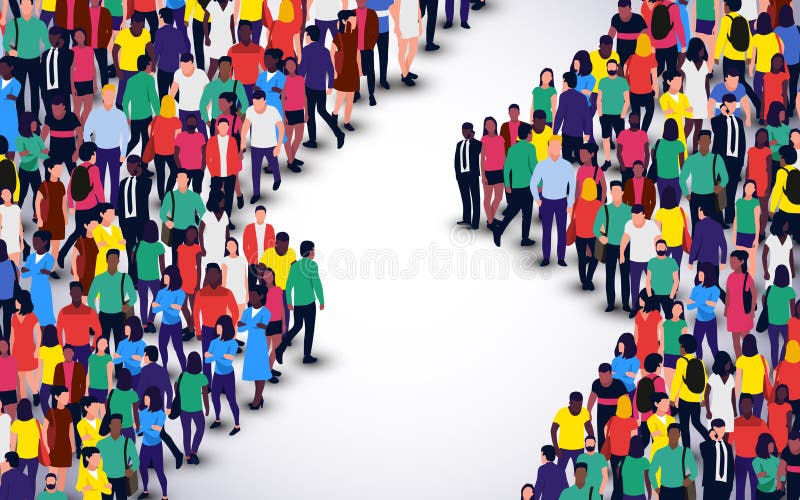 Large Group of Divided People. People Crowd Concept Stock Vector ...