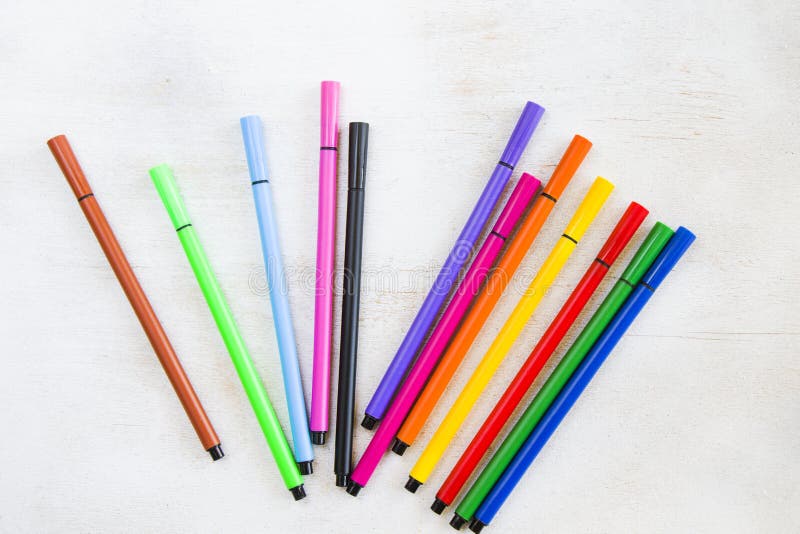 Large Group of Drawing Markers for Sketching on the White Background ...