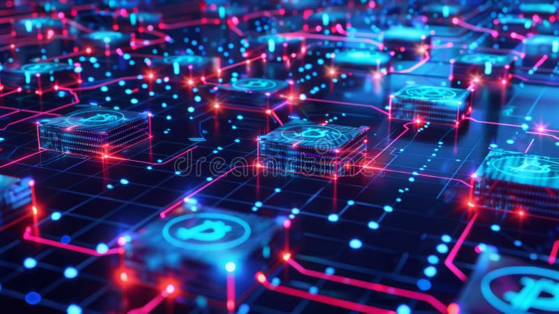 Glowing Array of Many Electronic Devices Stock Image - Image of array ...