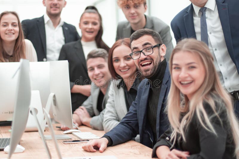 Large Group of Employees in the Workplace in the Office Stock Photo ...