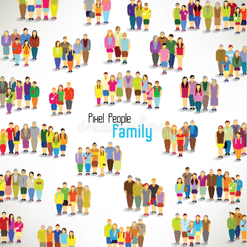 A Large Group of Families Gather Design Stock Vector - Illustration of ...