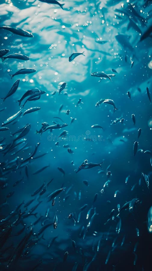 A Large Group of Fish Swimming in the Ocean Stock Image - Image of ...