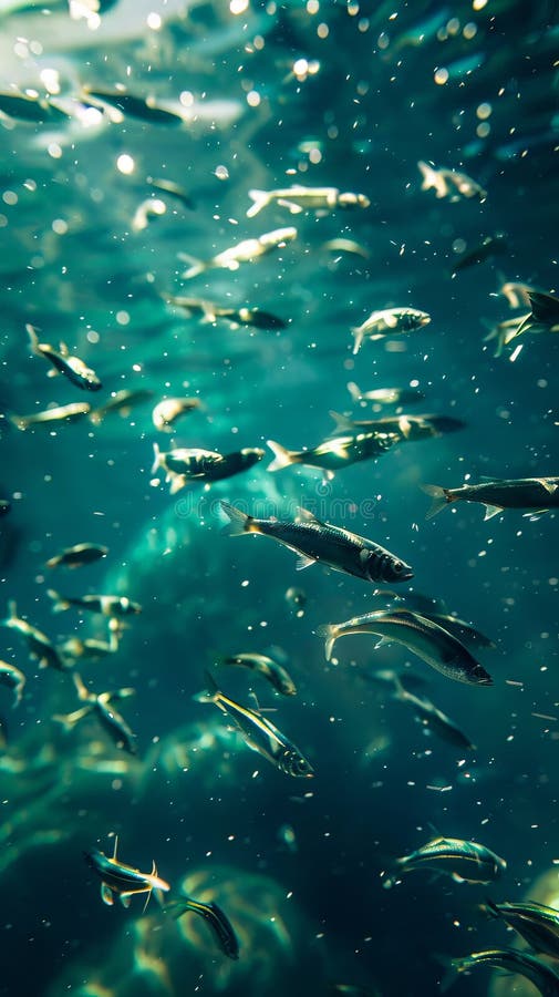 A Large Group of Fish Swimming in the Water Stock Photo - Image of ...