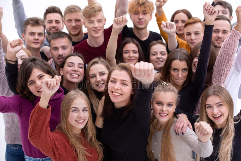 Large Group of Friends with a Smile Looking at the Camera Stock Photo ...