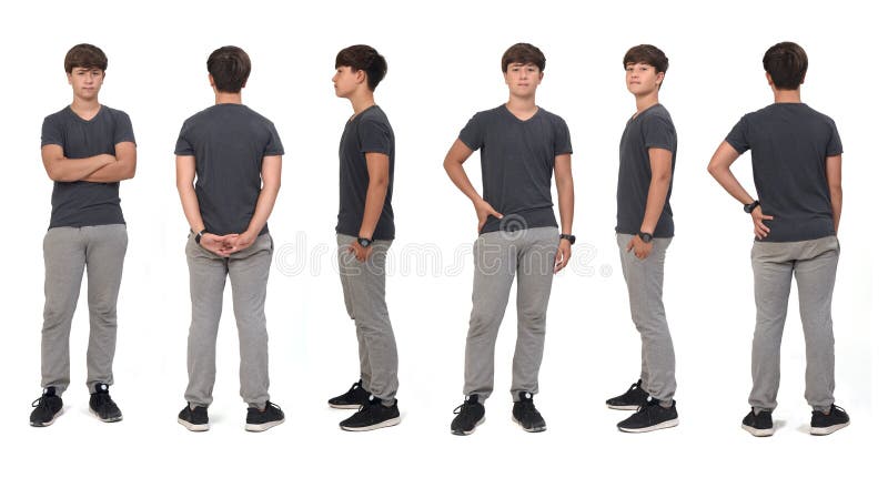 Large Group of Front,side and Back View of Same Teenage Boy with ...