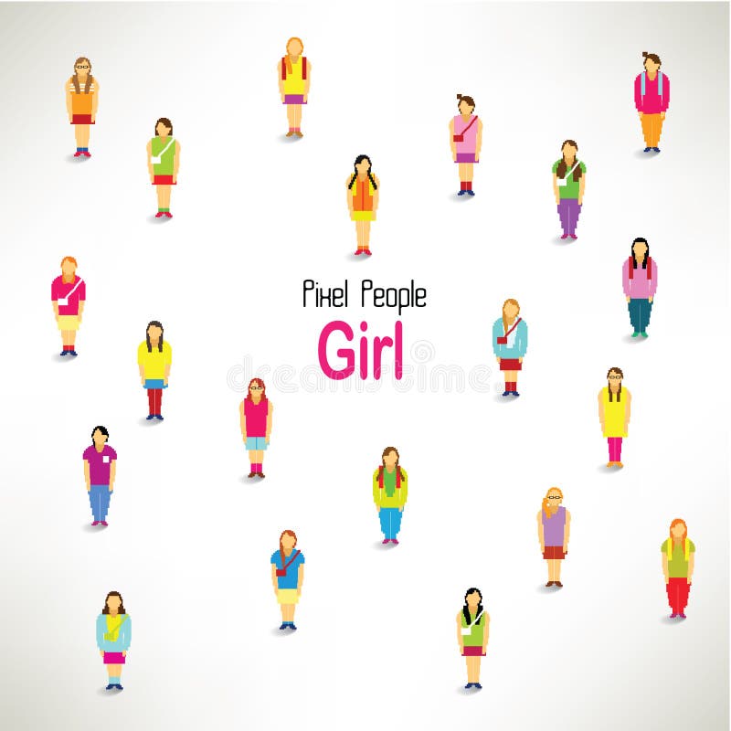 A Large Group of Girls Gather Design Stock Vector - Illustration of ...