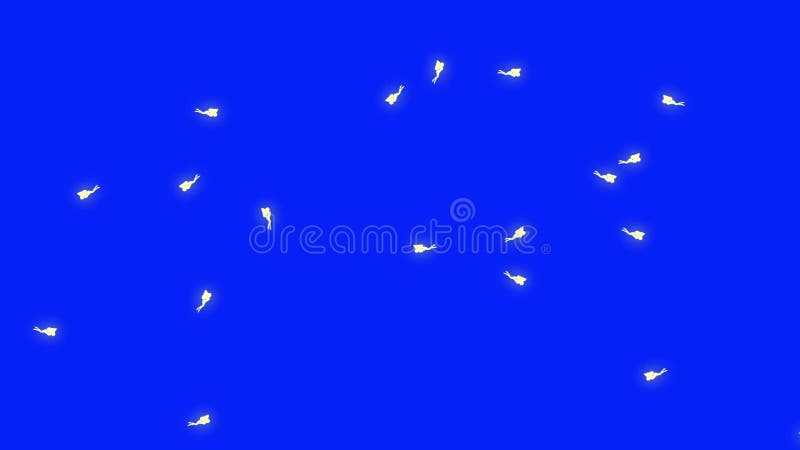 A Large Group of Glowing Little Fairies Flying on a Blue Screen ...