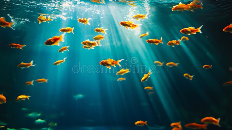 A Large Group of Goldfish Swimming in an Aquarium Stock Image - Image ...