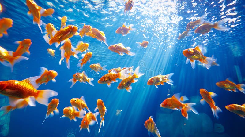 A Large Group of Goldfish Swimming in an Aquarium Stock Image - Image ...