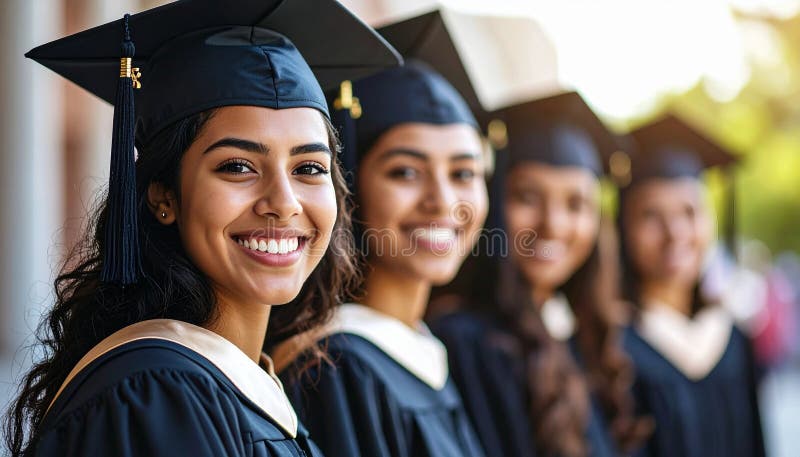 Large Group of Graduation Caps during Commencement Stock Illustration ...