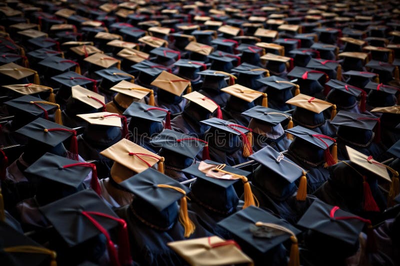 A Large Group of Graduation Caps are in a Large Room. AI Generation ...