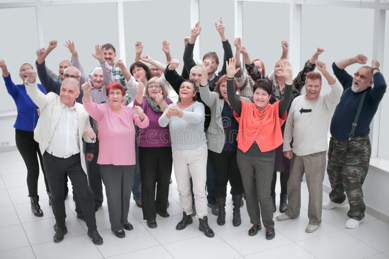 Large Group of Happy People Applauding Thier Team Victory Stock Image ...