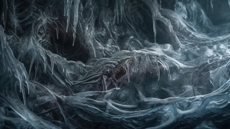 A Large Group of Ice Covered Trees in a Dark Forest Stock Illustration ...