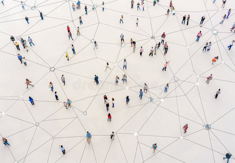 Large Group of Individuals Forming Abstract Network Pattern on Clean ...