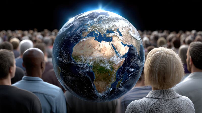 A Large Group of Individuals Stands Together, Facing a Visual ...