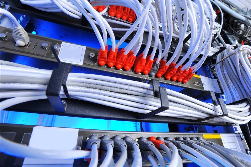Large Group of Internet Cabling in the Data Center Stock Image - Image ...