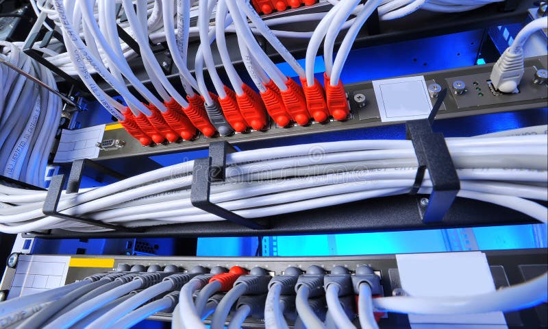 Large Group of Internet Cabling in the Data Center Stock Image - Image ...