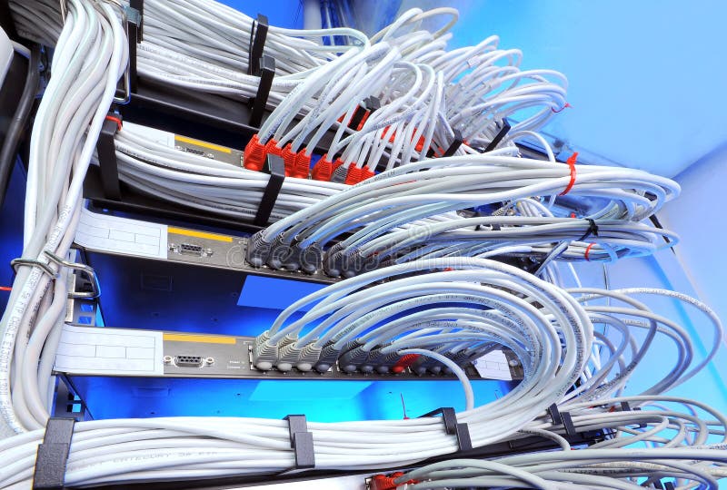 Large Group of Internet Cabling in the Data Center Stock Image - Image ...