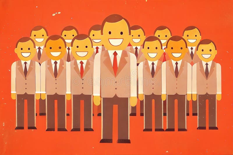 A Large Group of Laughing People Wearing the Same Clothes Stock ...