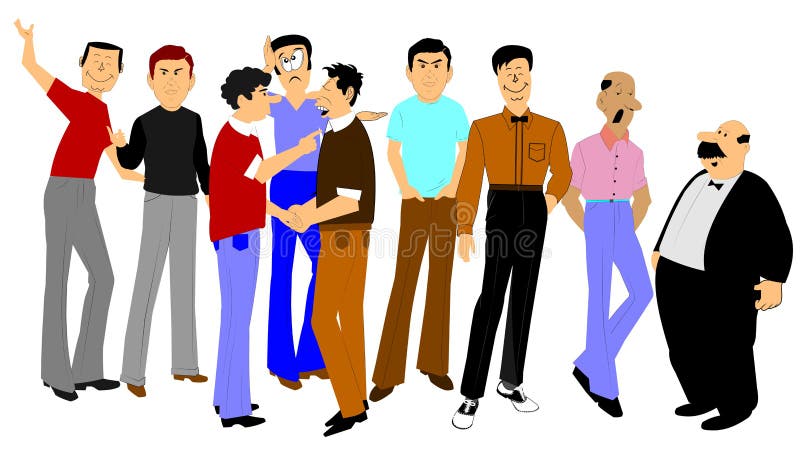 Large Group of Men in Argument Stock Illustration - Illustration of ...