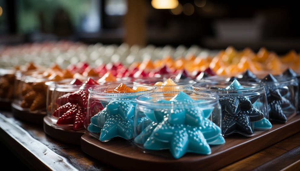 Large Group of Multi Colored Desserts on a Table Generated by AI Stock ...