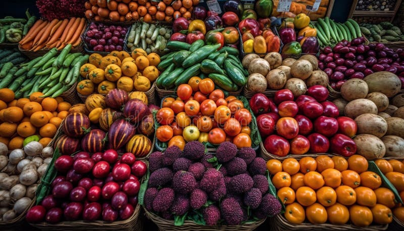 Large Group of Multi Colored Fruits and Vegetables for Healthy Eating ...
